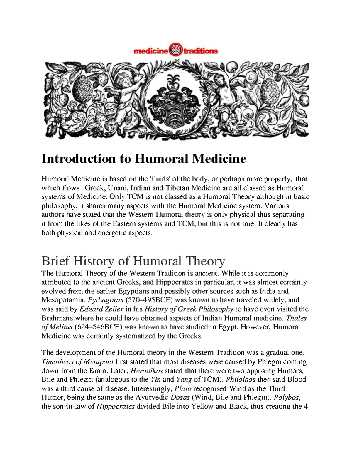 Introduction to Humoral Medicine and Treatment Protocols (HUM 101) - Studocu
