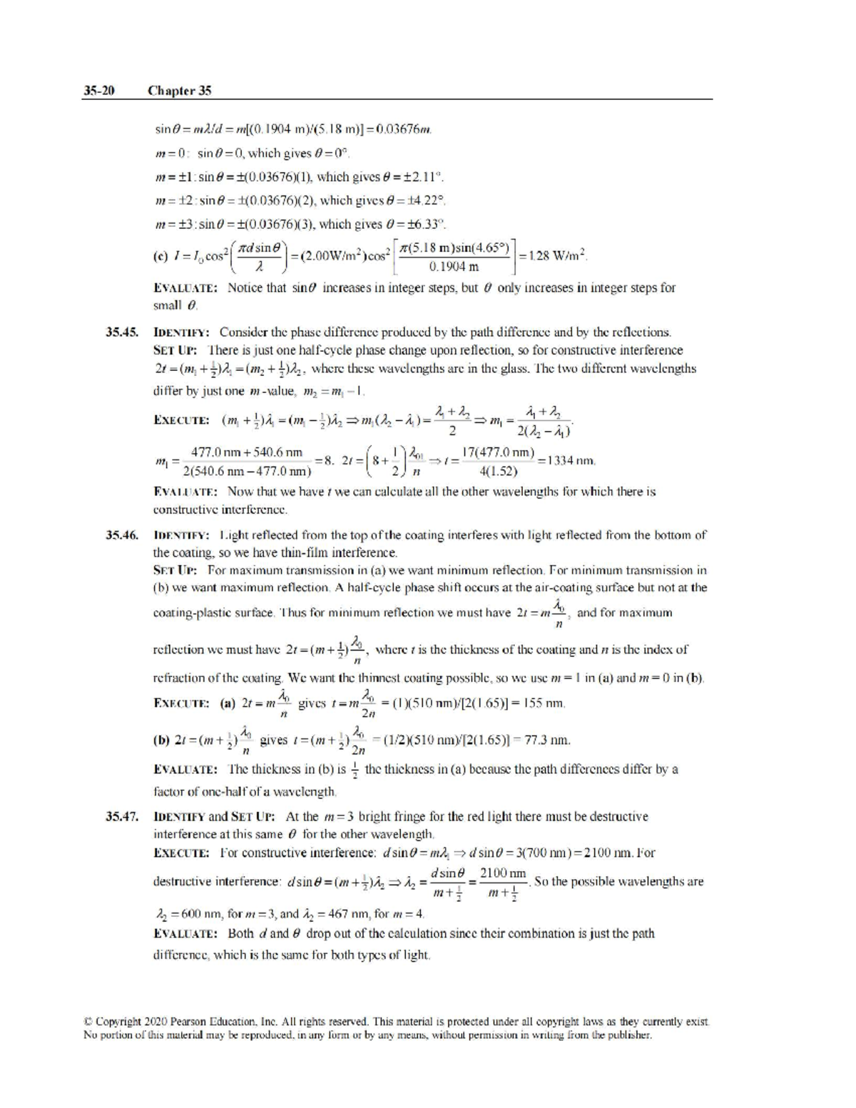 Chapter 35: Interference and Wavelength Calculations in Physics - Studocu