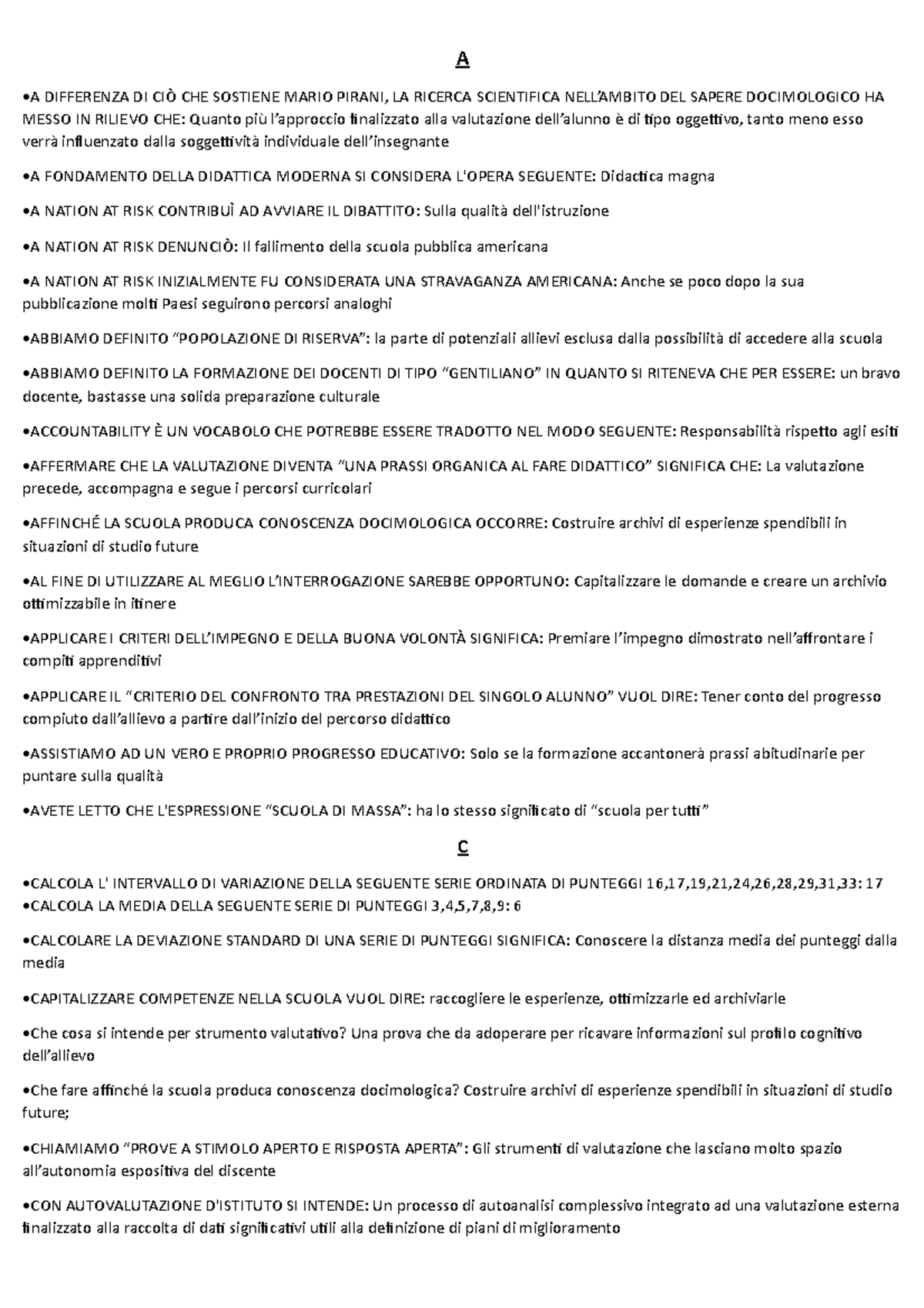 Docimologia - 9 CFU - Esame di Valutazione e Didattica Innovativa - Studocu