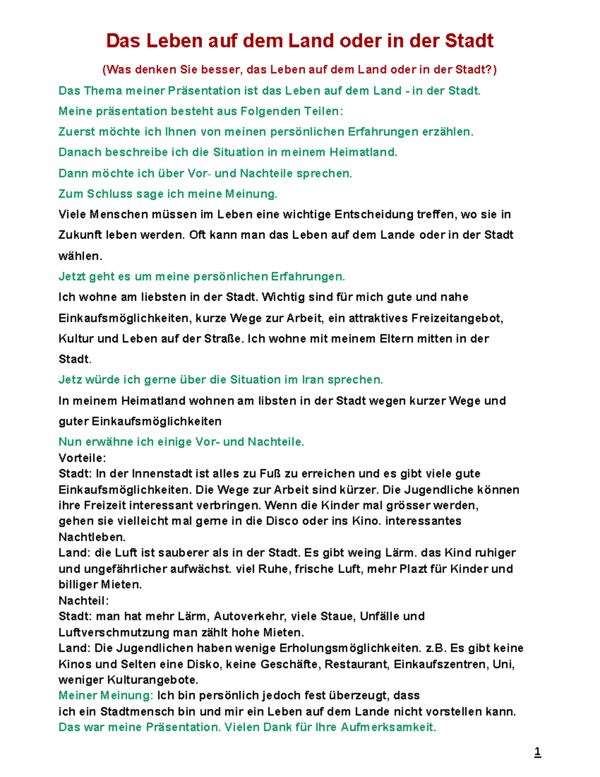 B1 Sprechen-Präsentationen: Leben, Ausbildung, Bio-Essen und Technik ...