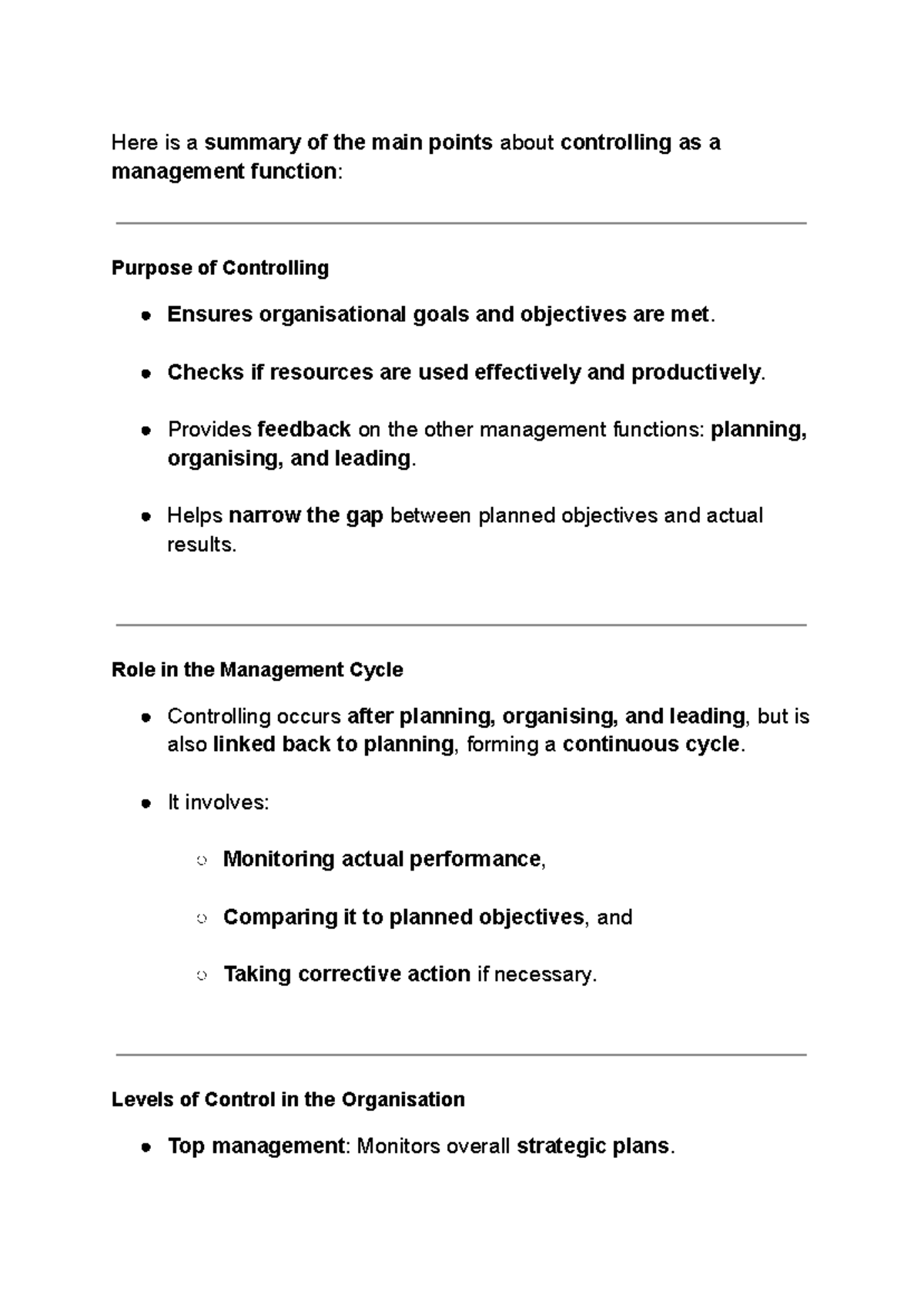 MNB1501 Lesson 10: Key Insights on Controlling as a Management Function ...