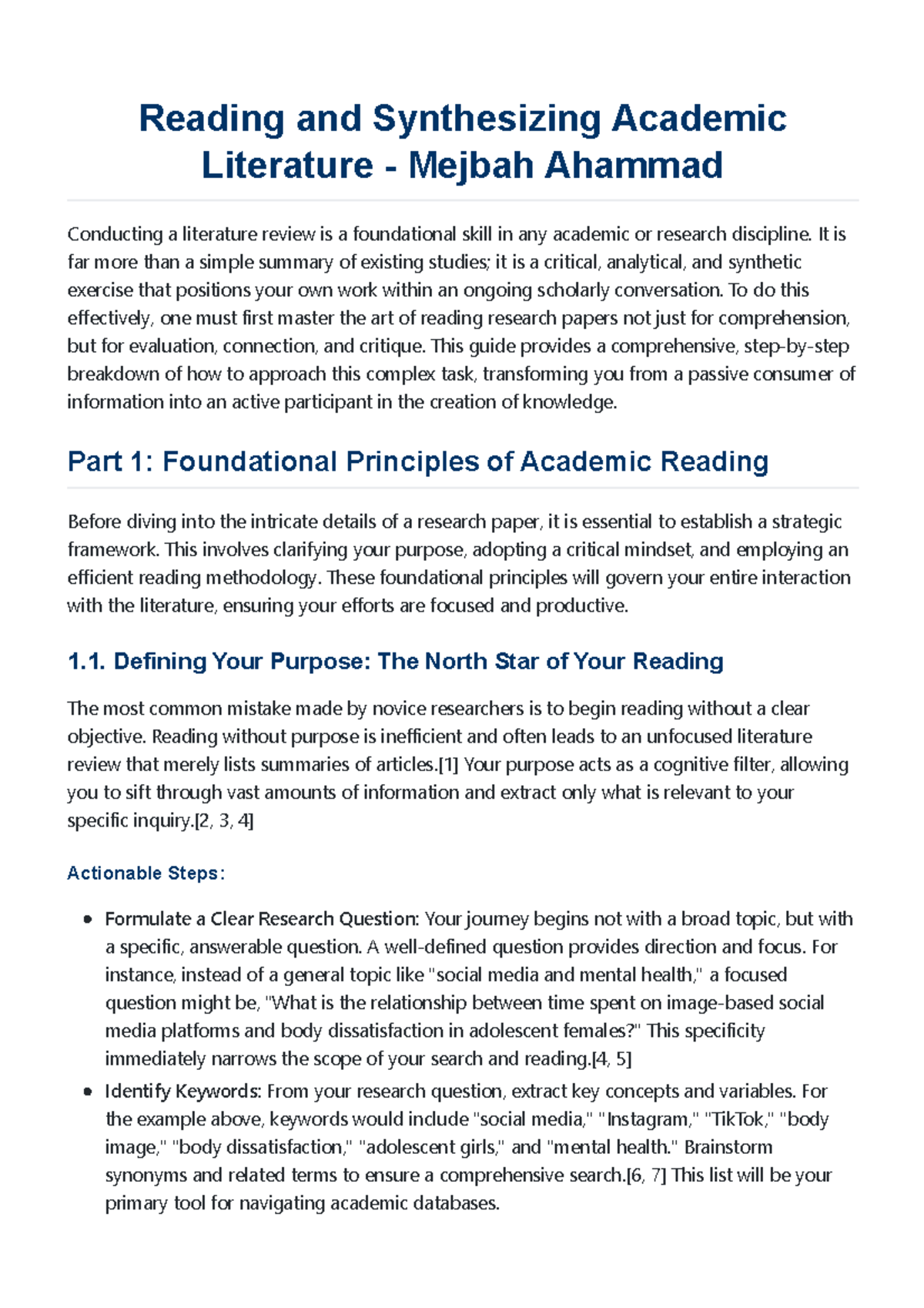 ENG 101: Reading & Synthesizing Academic Literature Guide - Studocu