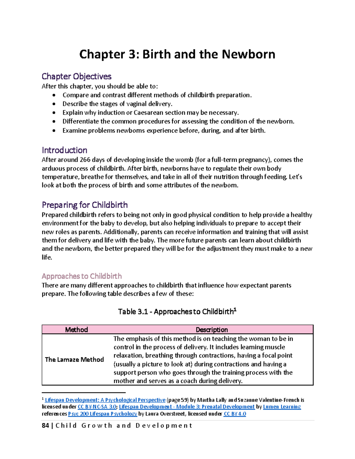 Lifespan Development: Childbirth Methods & Newborn Characteristics ...