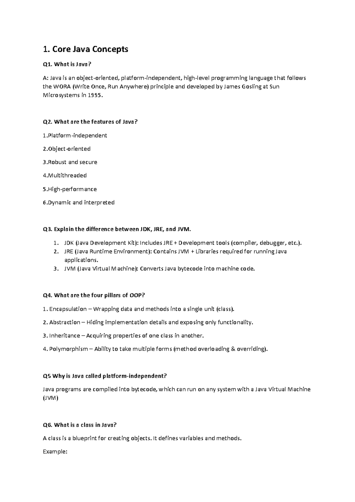 Java Oral Exam Q&A: Core Concepts and Multithreading Insights - Studocu