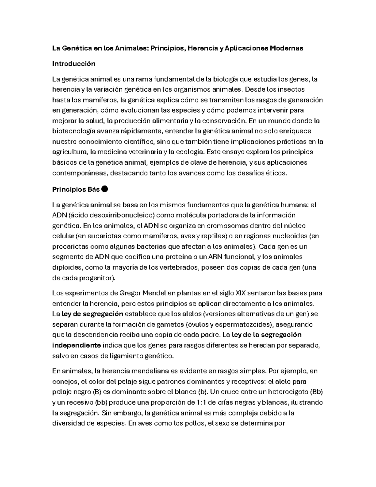 Genética Animal: Principios, Herencia y Aplicaciones Modernas - Studocu