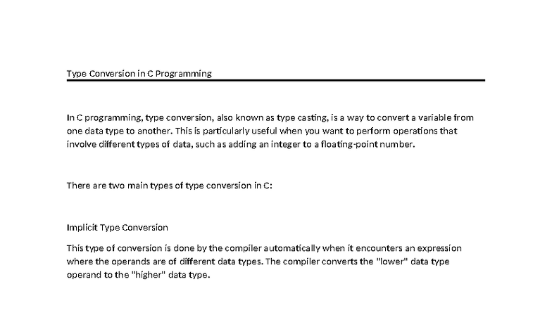 Type Conversion and Function Calls in C Programming - MHGUYF - Studocu