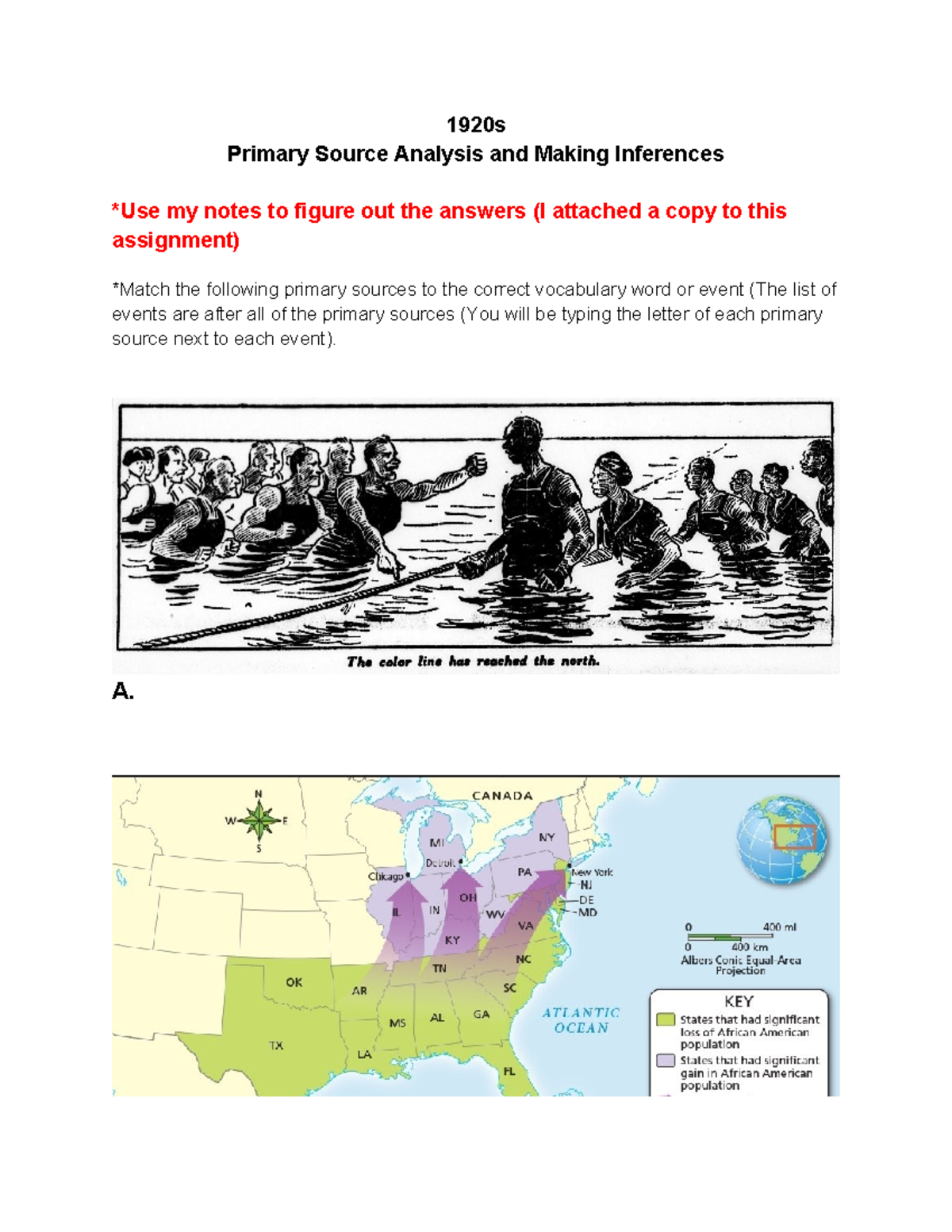 1920s Partner Assignment: Analyzing Primary Sources & Inferences - Studocu