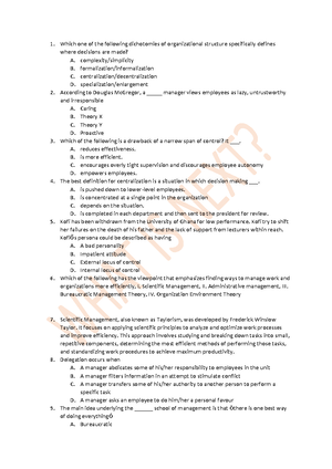 Principle of management, question bank with essay questions and answers ...