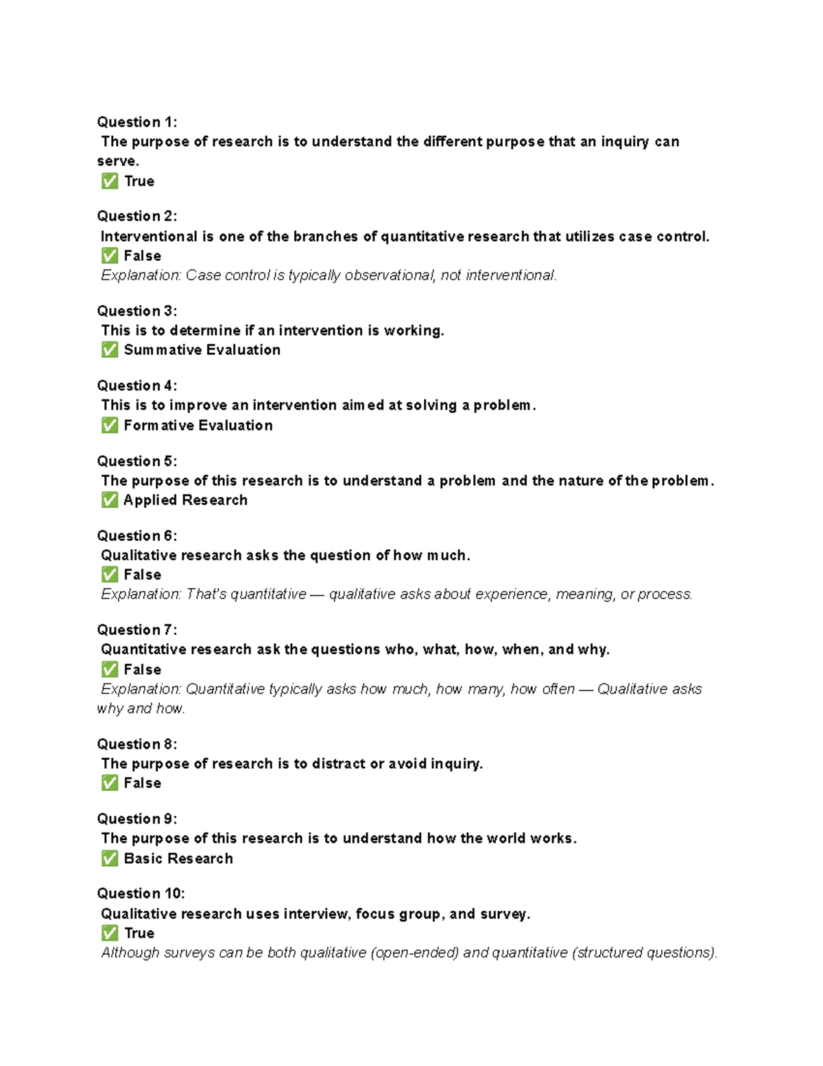 Research Purposes: Understanding Inquiry Types and Methodologies - Studocu