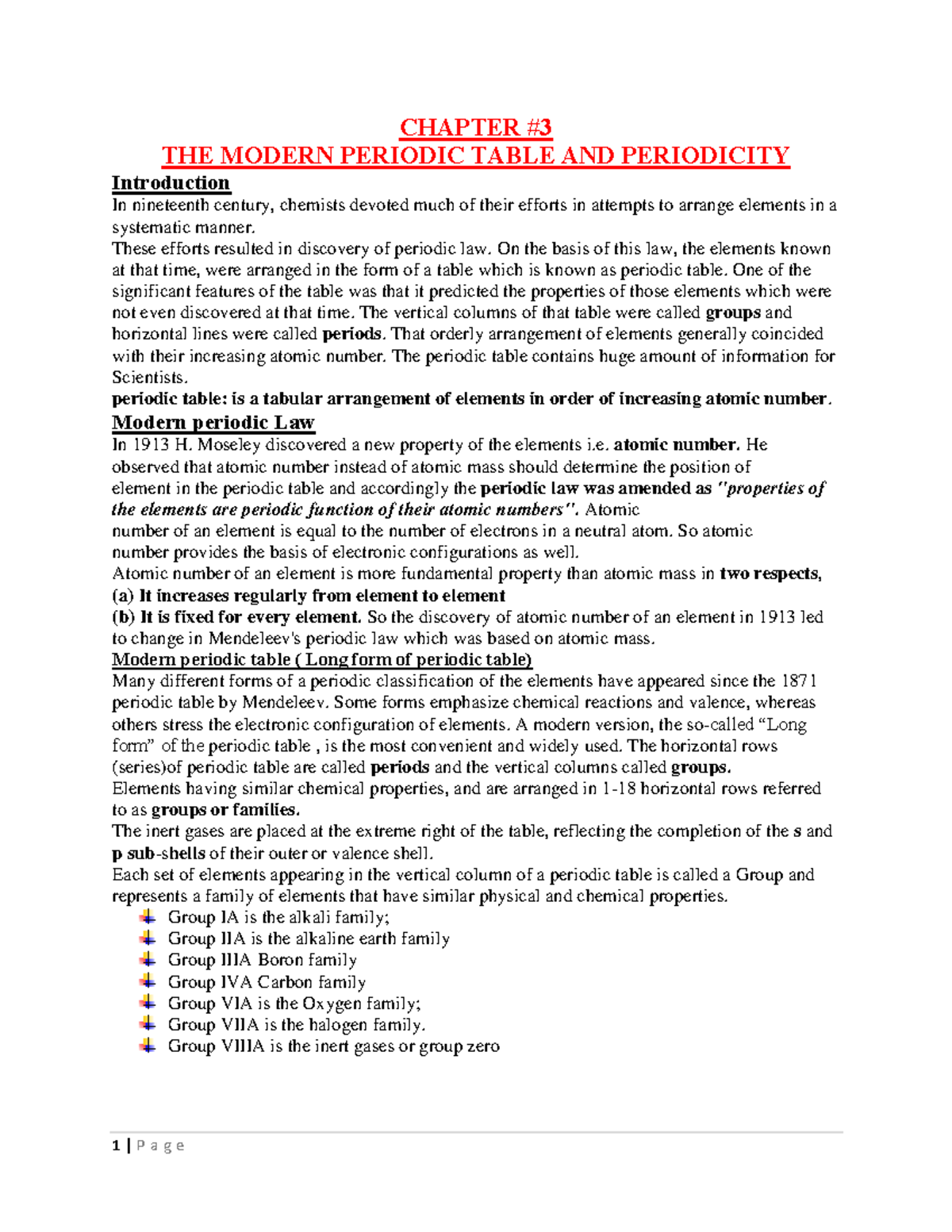 Chapter 3: The Modern Periodic Table and Periodicity - Studocu