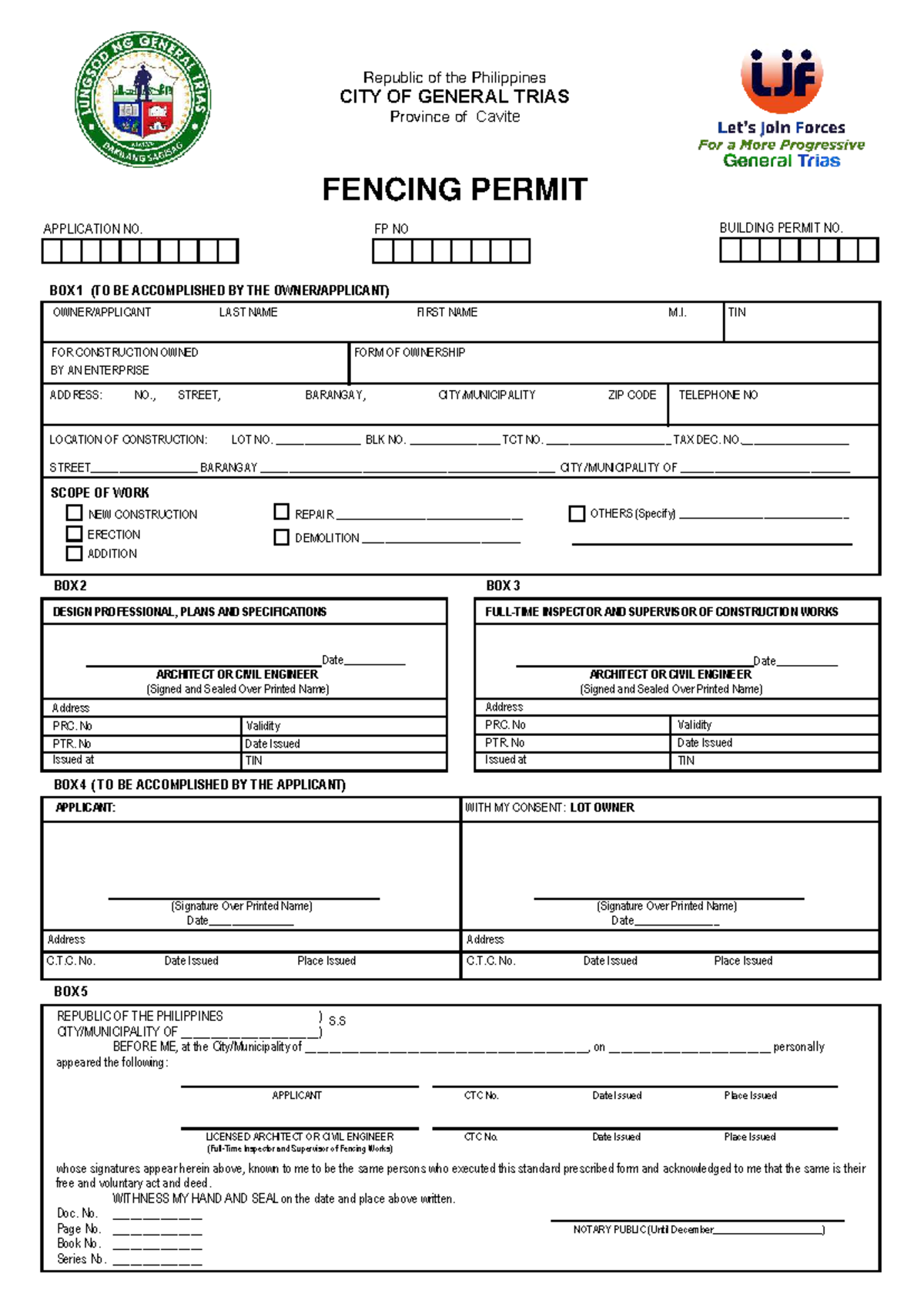 Fencing Permit Application - City of General Trias, Cavite - Studocu