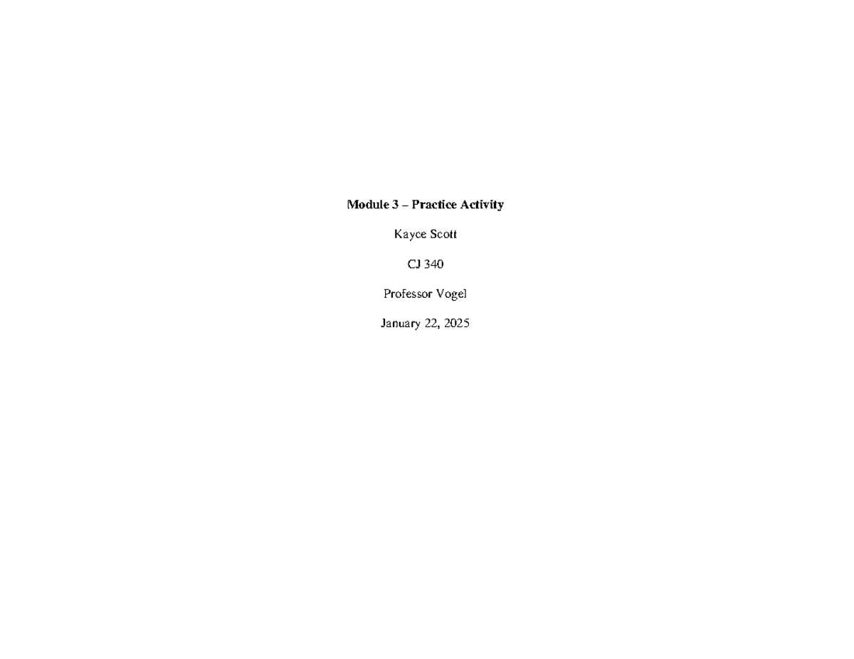CJ 340 Module 3 Practice Activity: Key Points on Sociological Theories ...
