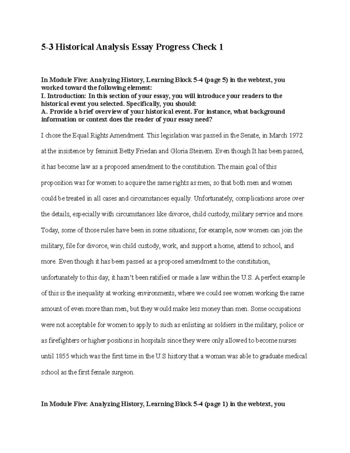 5-3 Historical Analysis Essay Progress Check 1 - Introduction: In this ...