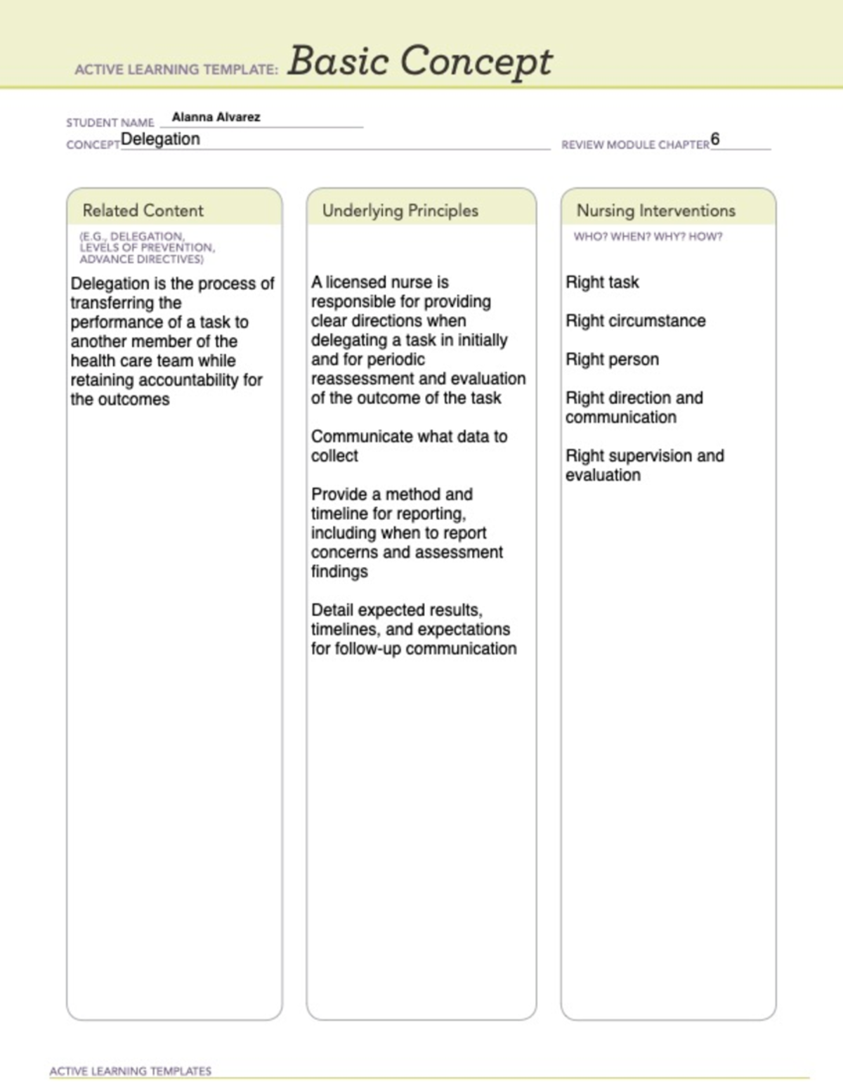 Ati ch6 - study - ACTIVE LEARNING TEMPLATE: Basic Concept Alanna ...