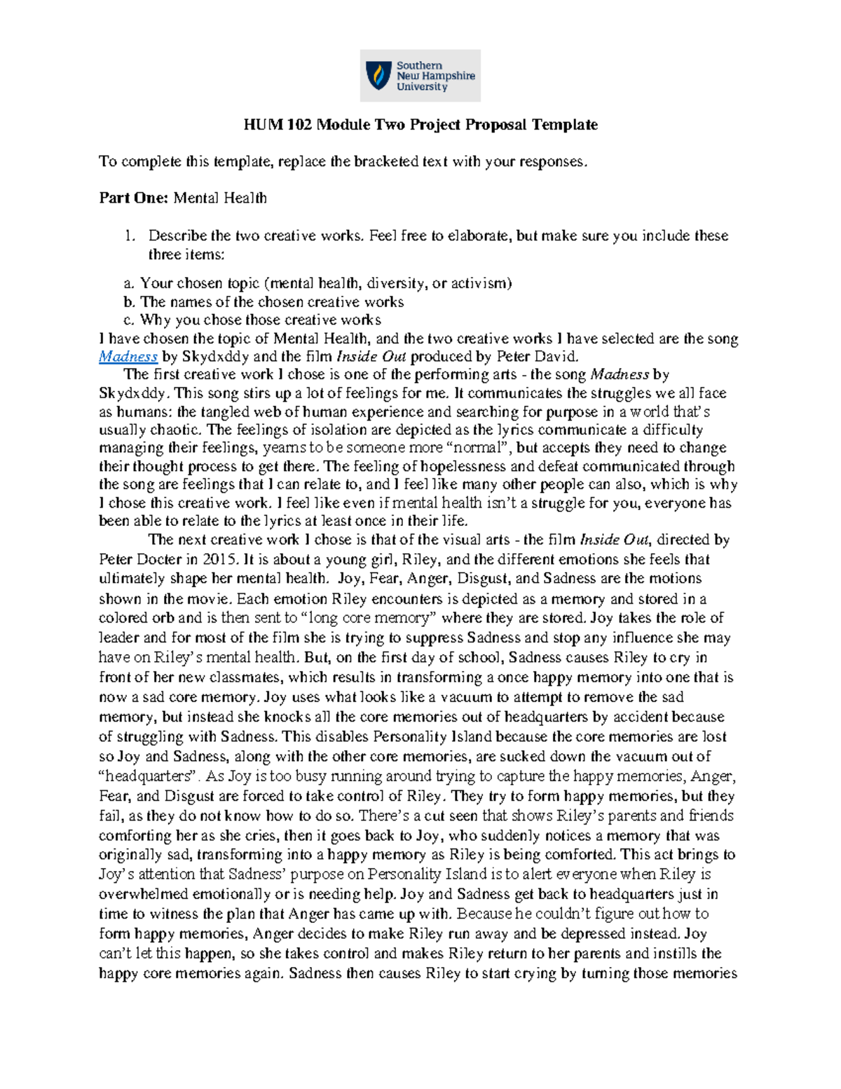 HUM 102 Module 7 Final Project: Exploring Mental Health through Art ...