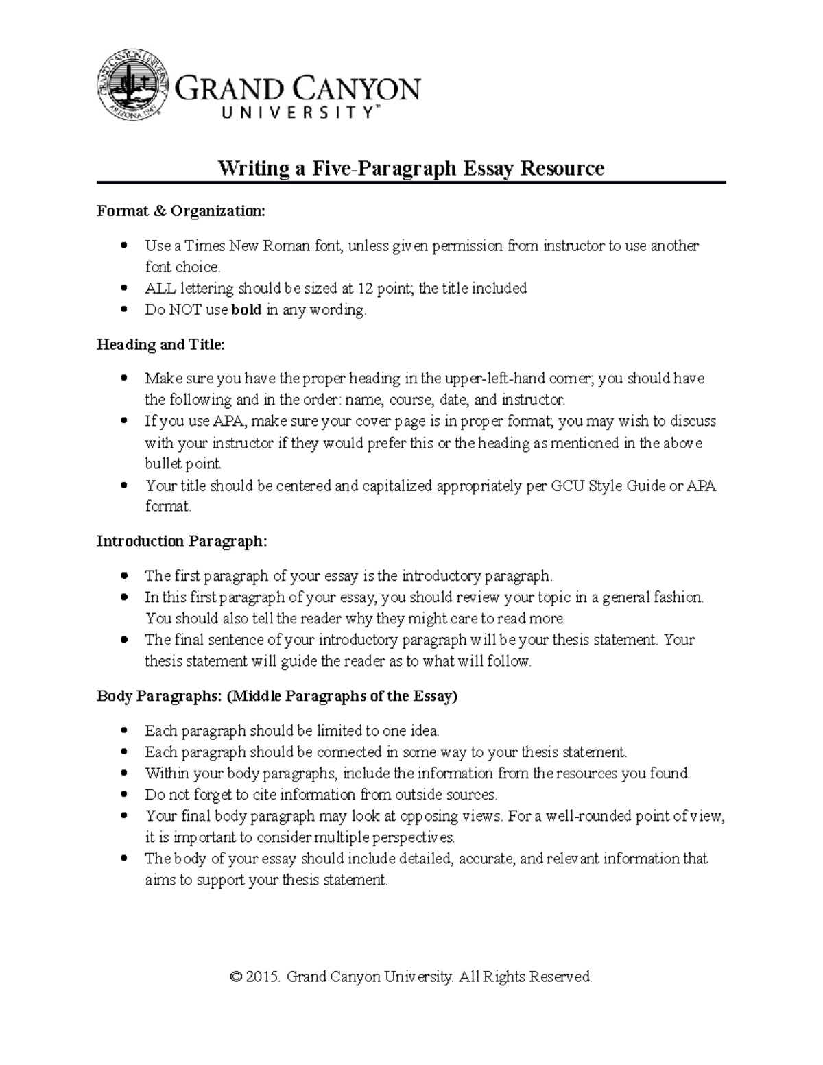 UNV-104-RS-Five Paragraph Essay Writing Guide and Tips - Studocu
