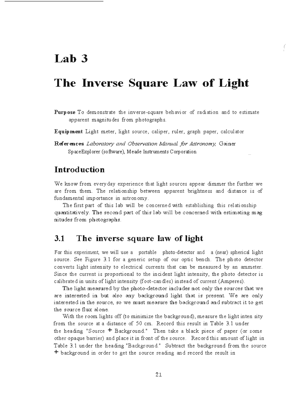 Lab 3 - The Inverse Square Law of Light Exploration - Studocu