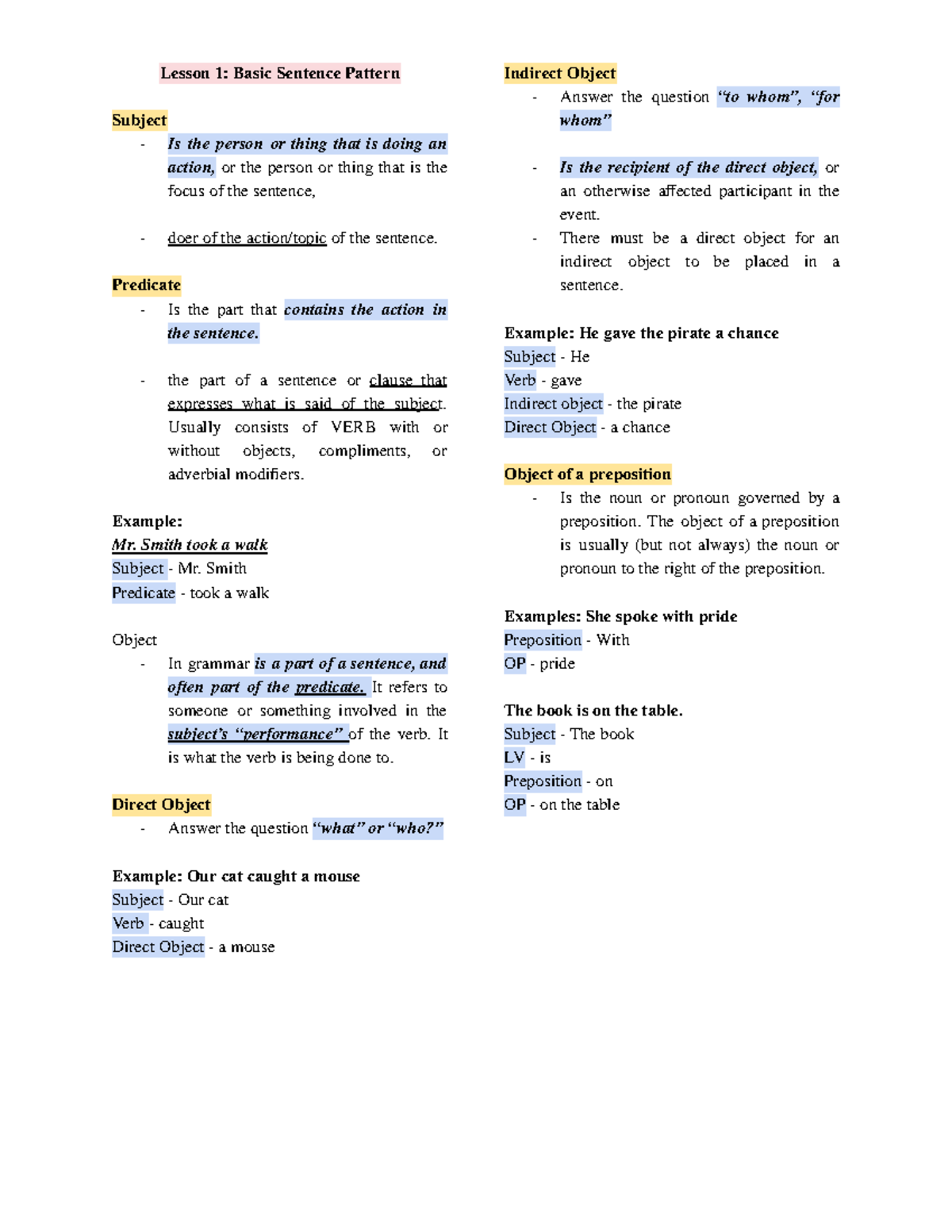 ENG-111 Lesson 1: Understanding Basic Sentence Structures - Studocu