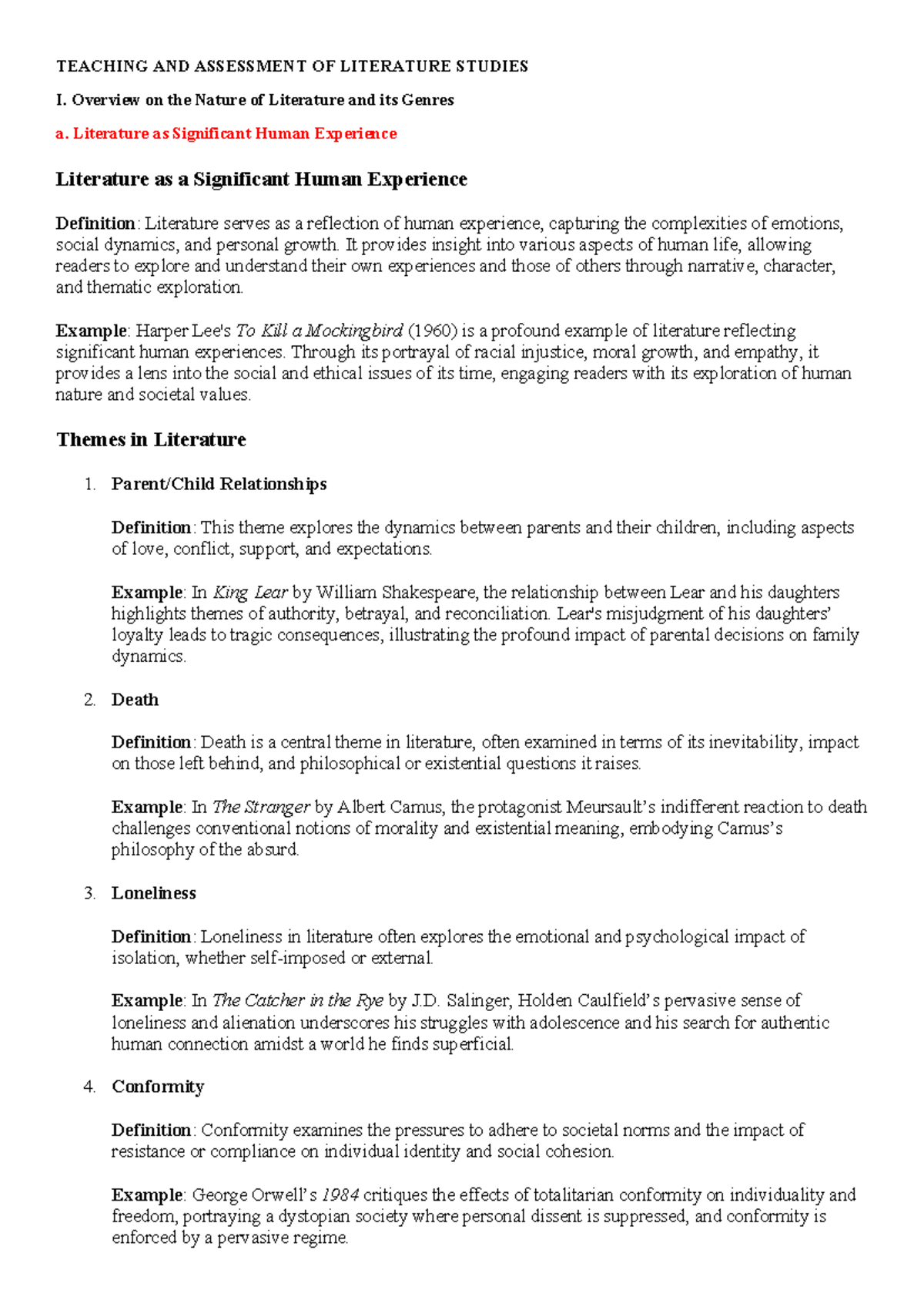 Teaching and Assessment of Literature Studies - Key Themes & Genres ...
