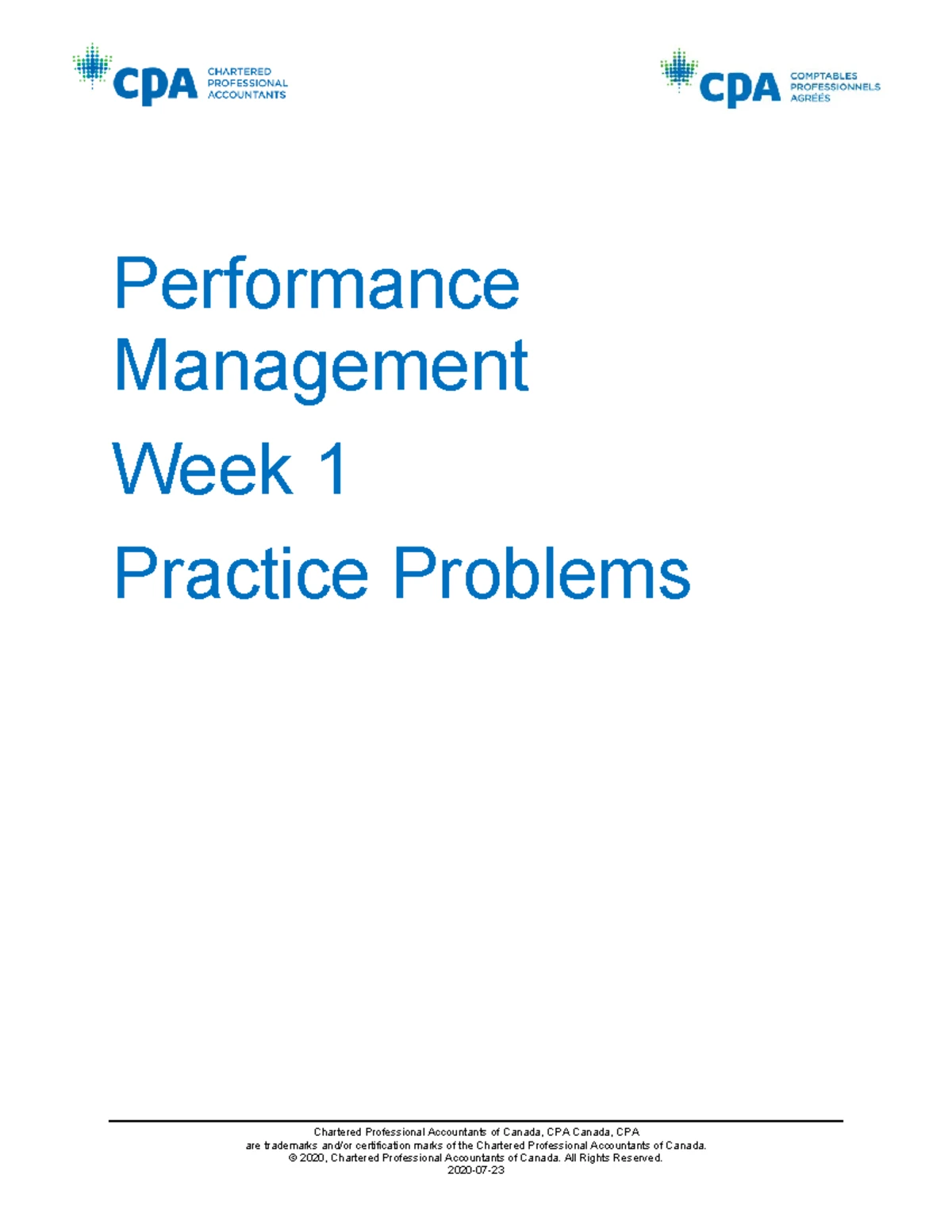 CO2-2301E-PC02 - Practice - Chartered Professional Accountants of Canada, CPA Canada, CPA are ...