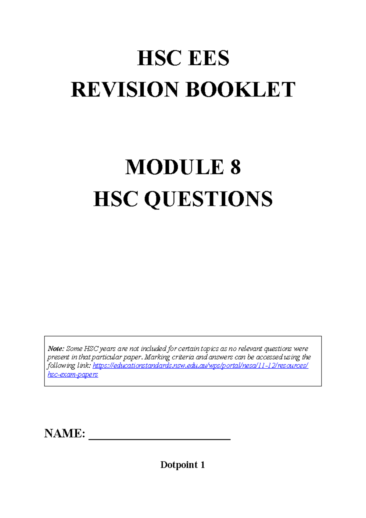 HSC EES Module 8 Revision Questions and Answers Copy - Studocu