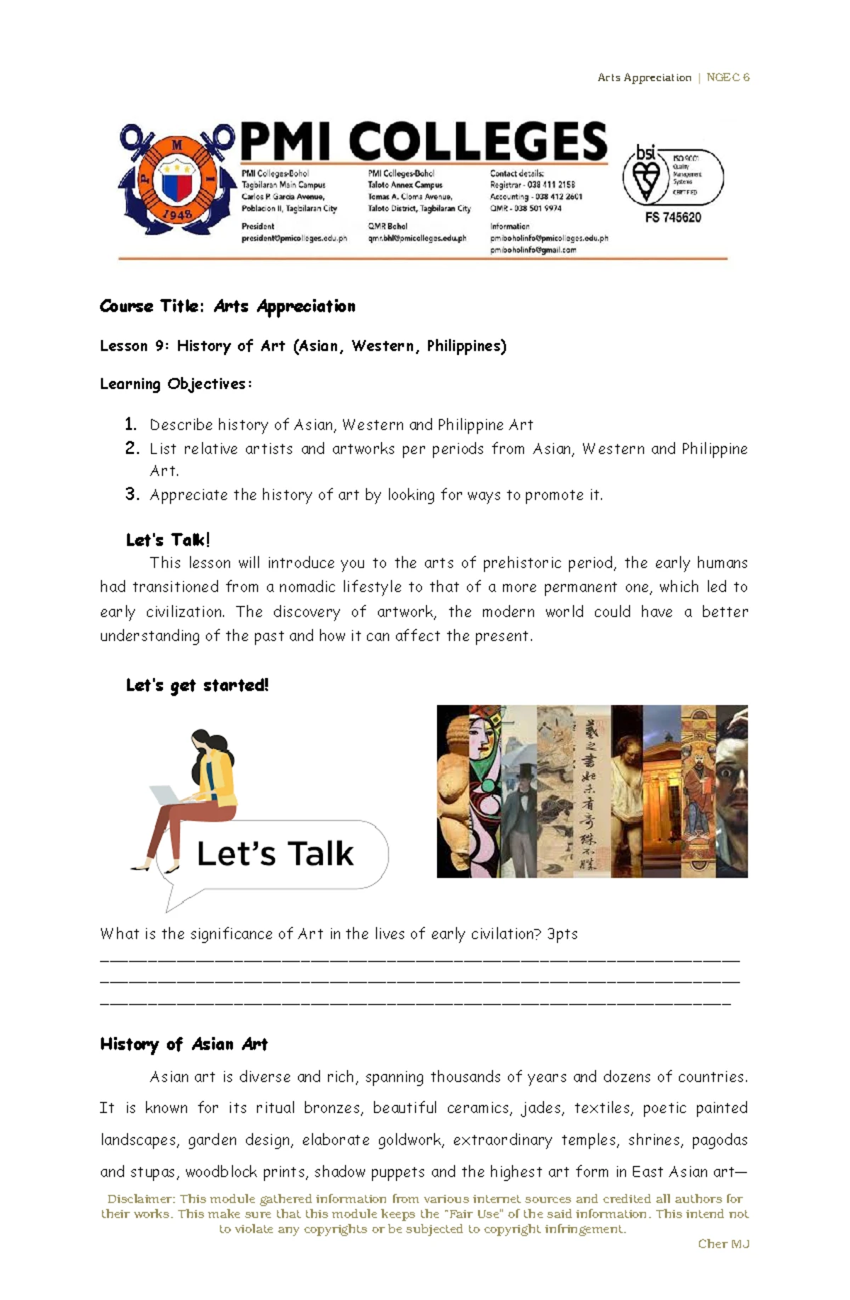 EC115 Arts - Module - Teaching Arts in Elementary Grades Mark Stephen A ...