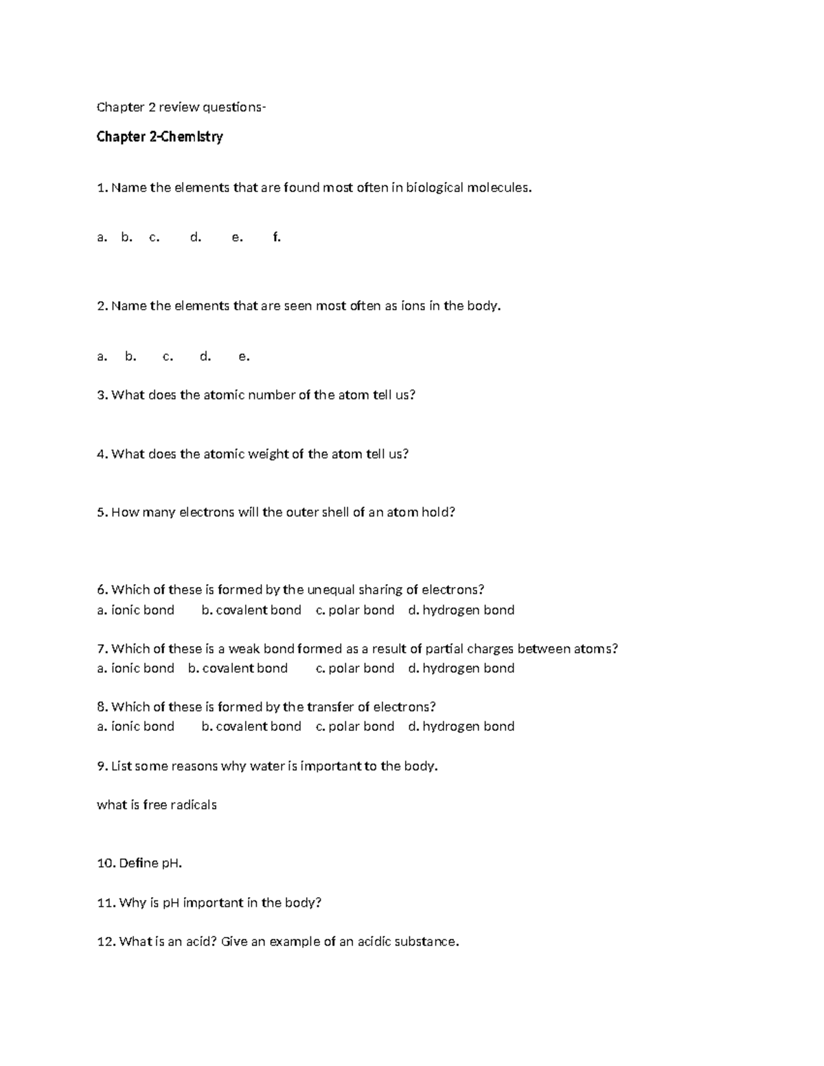 Ch 2 Review Questions - Chemistry Concepts and Key Terms - Studocu