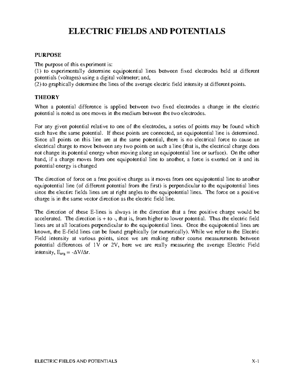 LAB E Field - Experiment on Equipotential Lines and Electric Fields ...