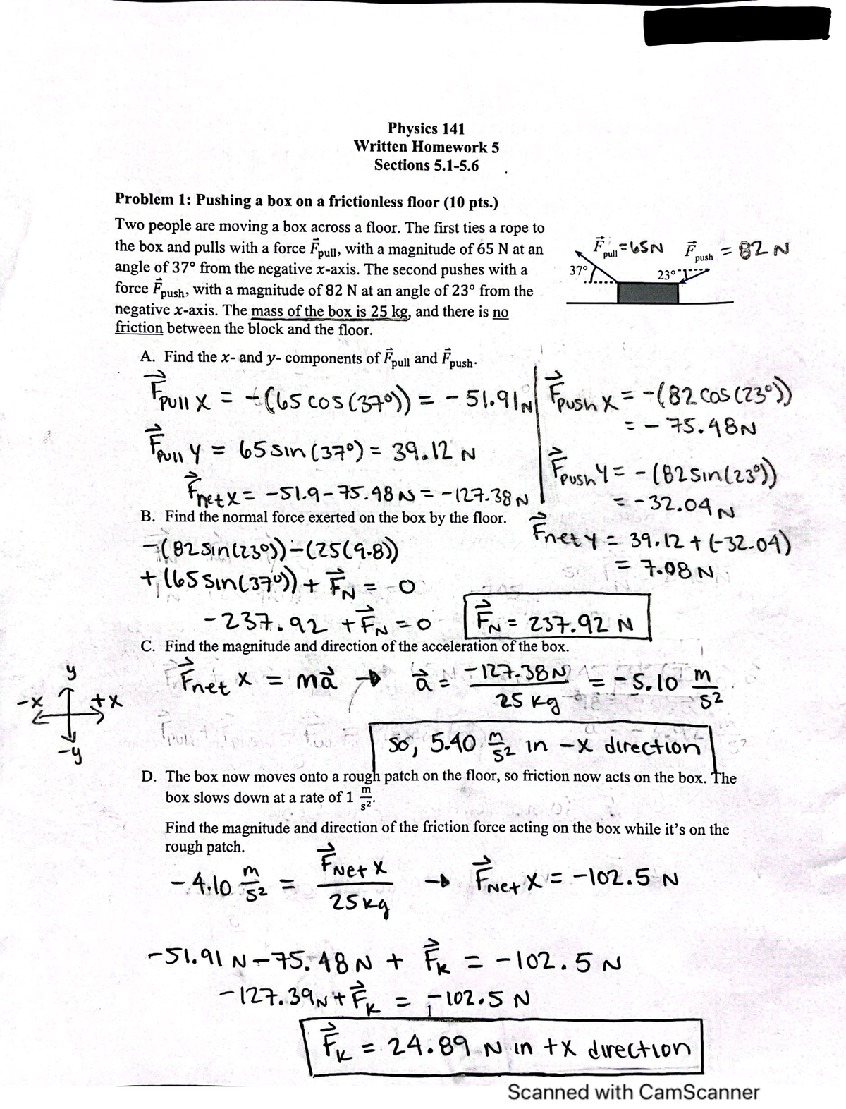 written homework 5 - Physics 141 Written Homework 5 Sections Problem 1 ...