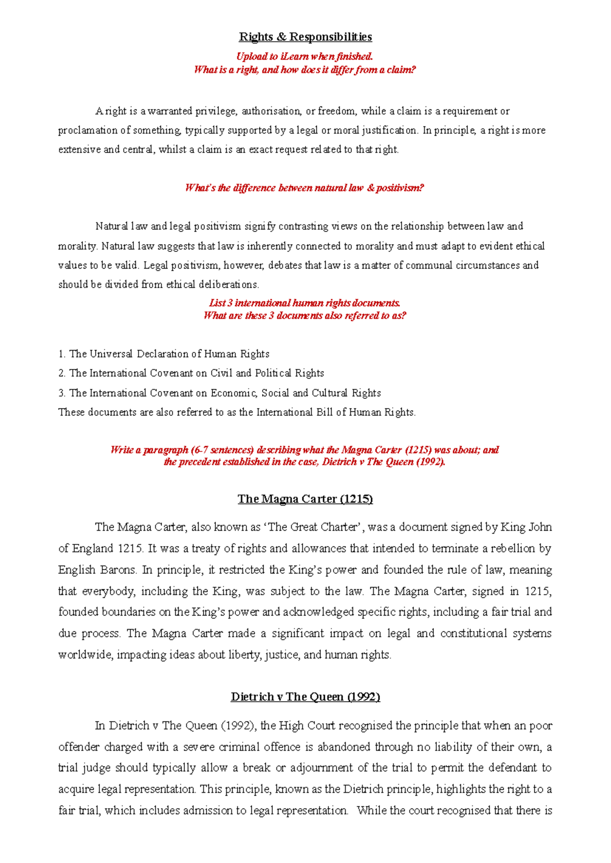 Rights & Responsibilities: Magna Carta and Dietrich v The Queen ...