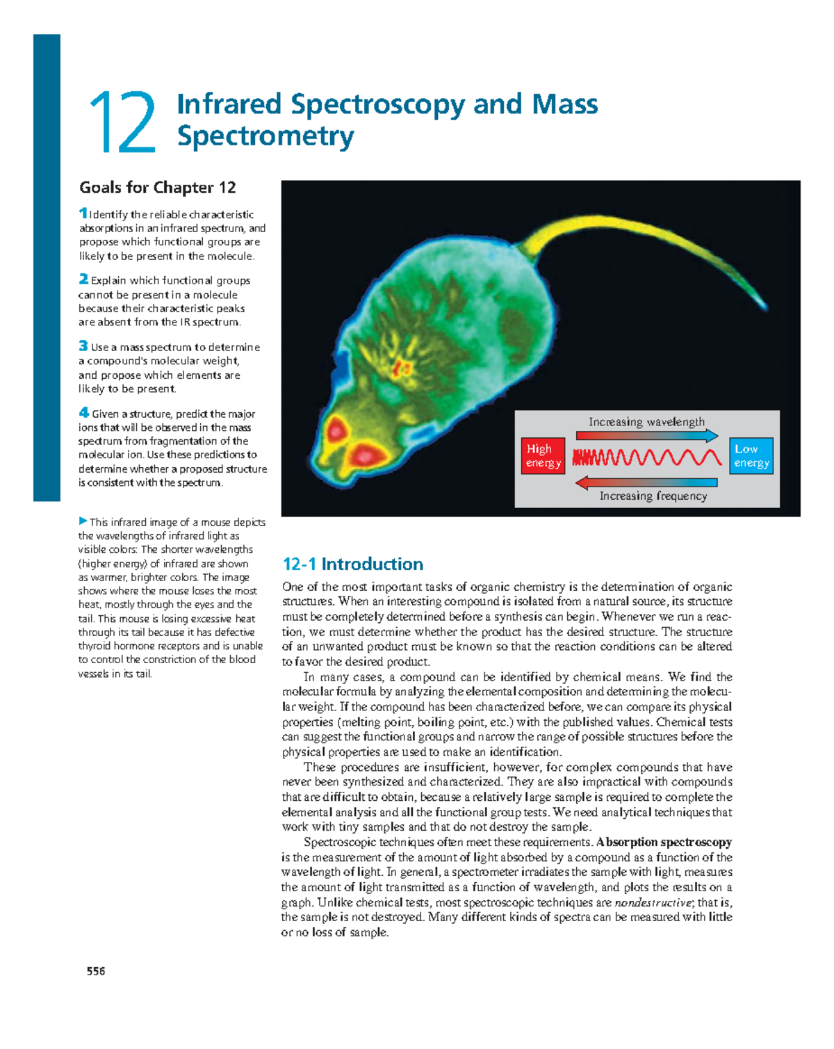 Chapter 12: Infrared Spectroscopy & Mass Spectrometry Goals for Organic ...