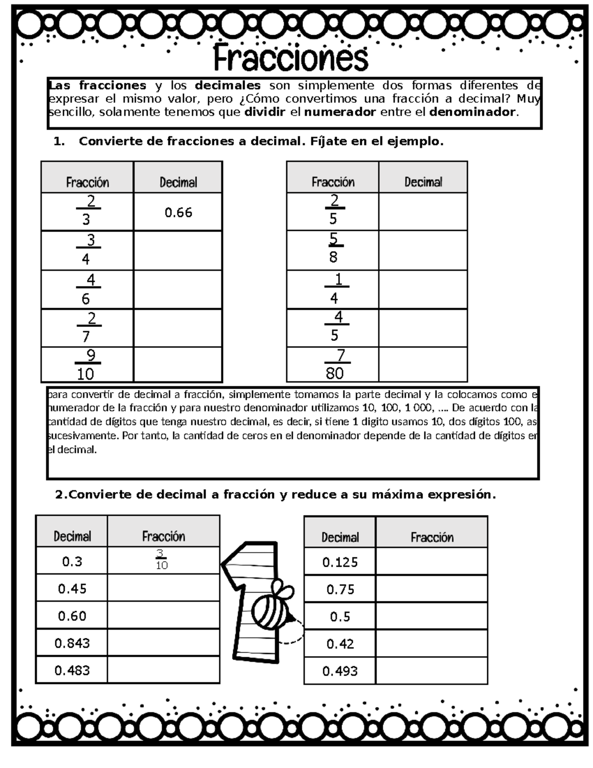 Conversión de Fracciones a Decimales - Ejercicios y Ejemplos - Studocu