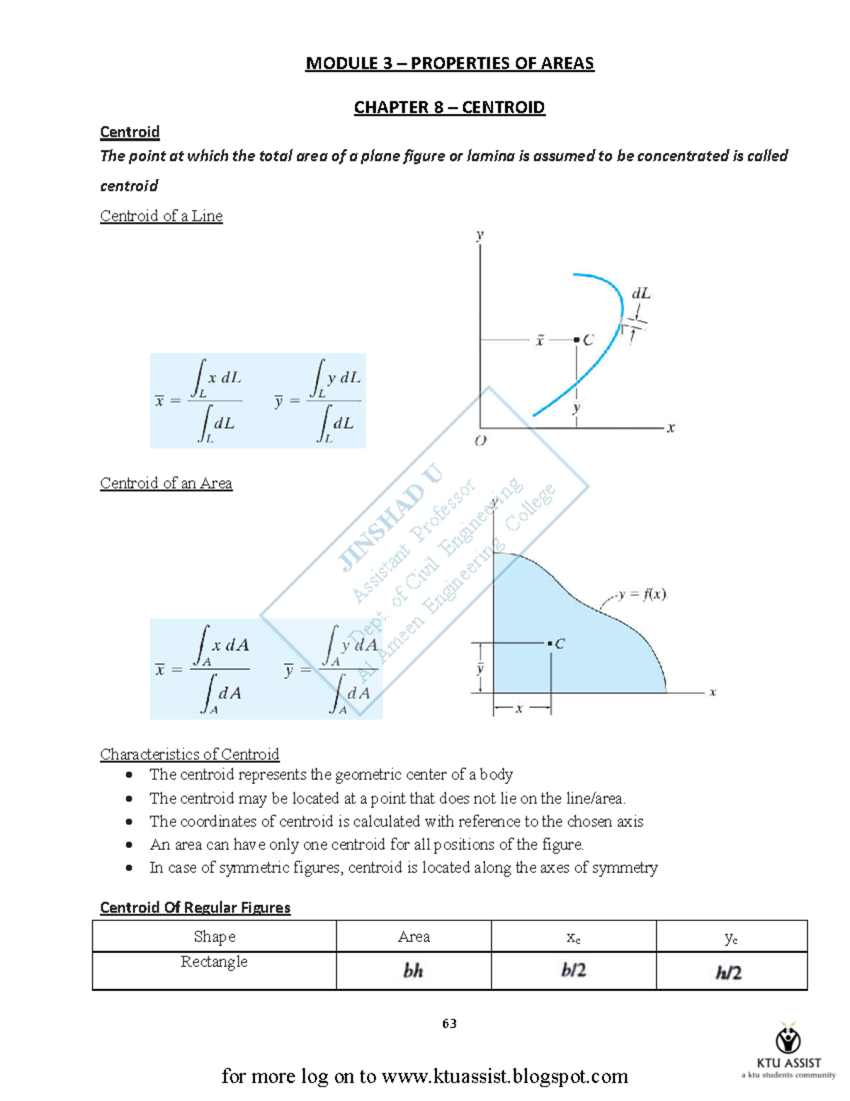 Mechanics M3 - Lecture Notes on Centroid & Moment of Inertia - Studocu