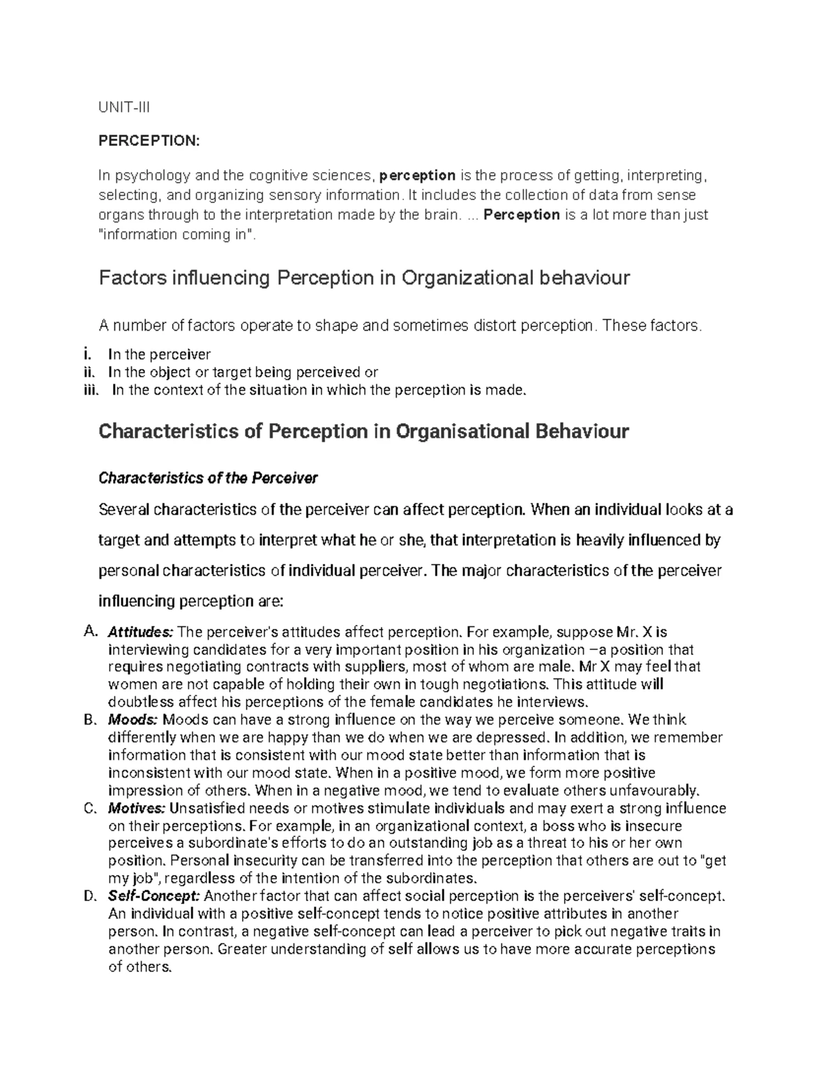 1ST BBA Organizational Behaviour - UNIT 1 Notes - Organizational ...