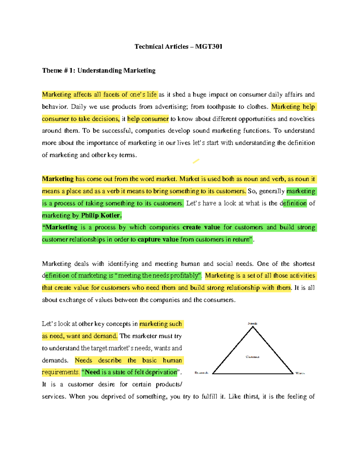 MGT301 Lecture: Understanding Marketing Concepts - Studocu