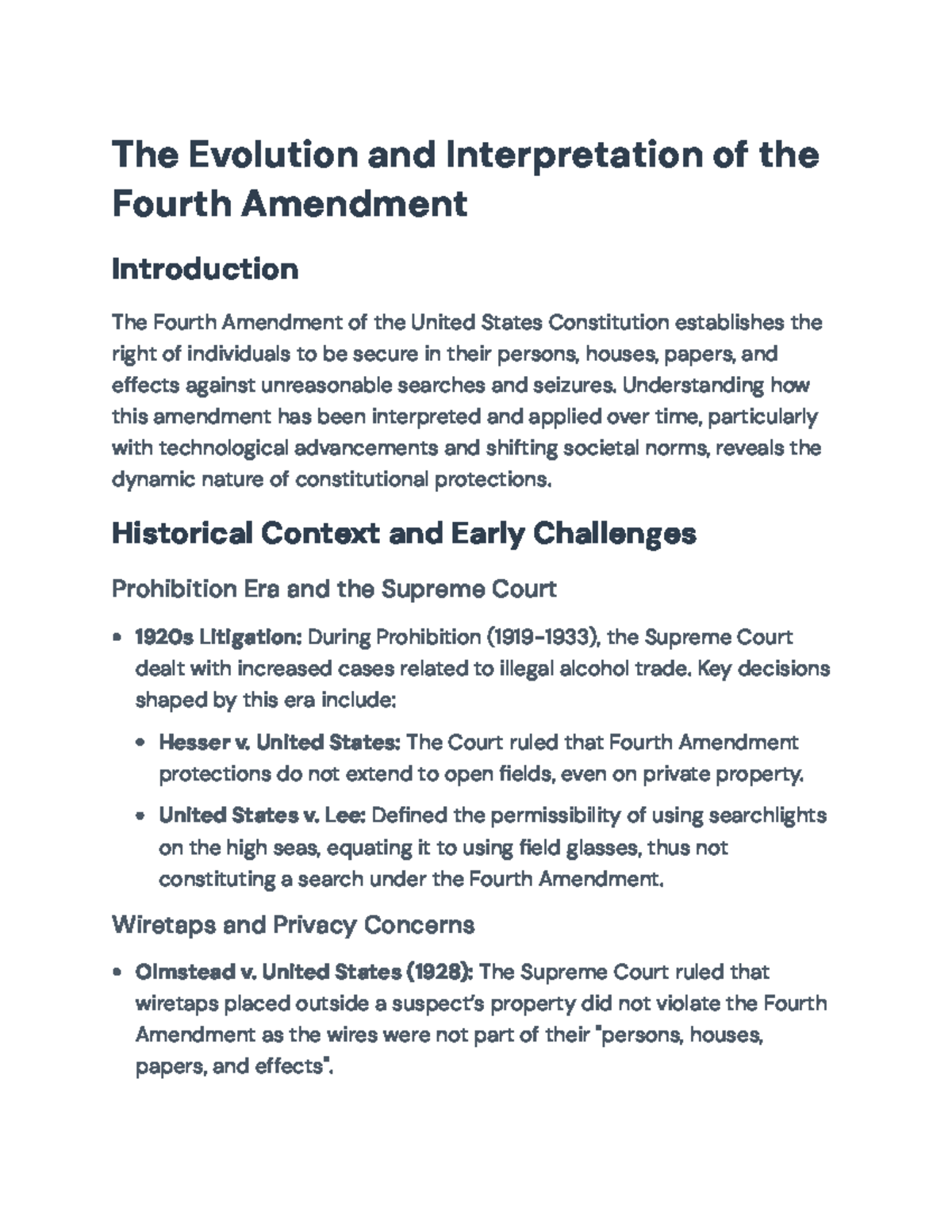 The Evolution and Interpretation of the Fourth Amendment in U.S. Law ...