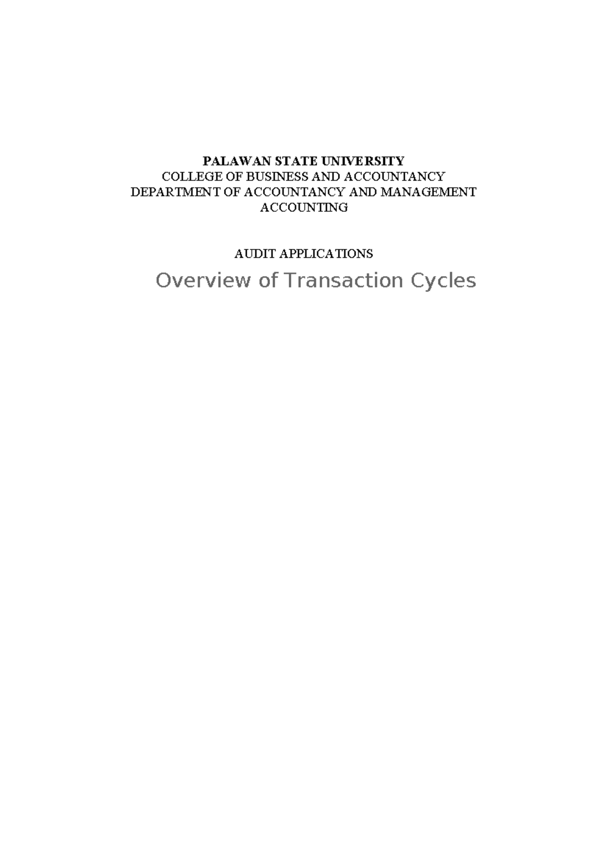 Transaction Cycles Overview: Key Controls and Applications in ...