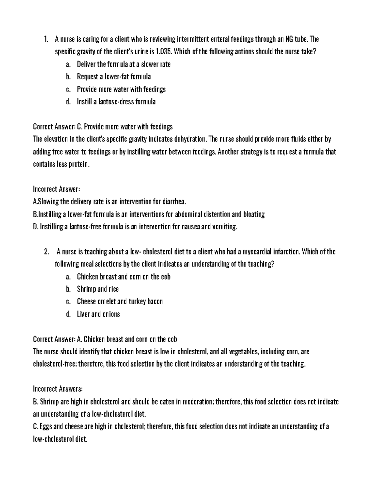 Nutrition Quizzes: Understanding Enteral Feedings & Low-Cholesterol ...