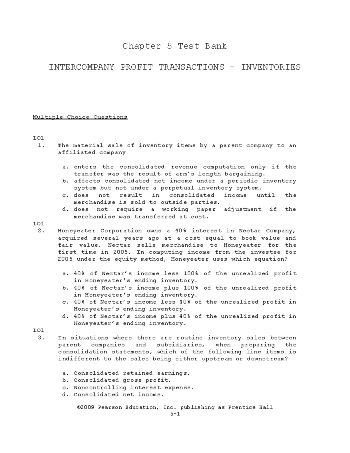 Advanced Accounting (ACCT 602) Chapter 5: Intercompany Profit Transactions - Studocu