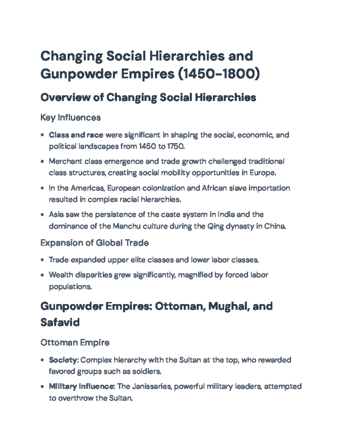 Changing Social Hierarchies in Gunpowder Empires (1450-1800) Insights ...