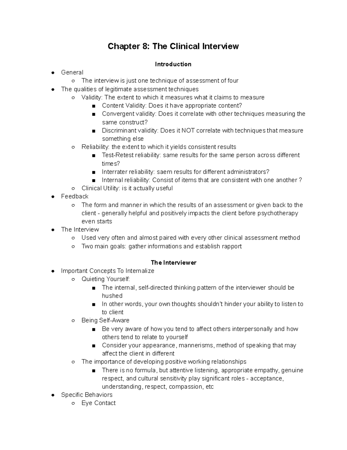 8 The Interview - Chapter 8: The Clinical Interview Introduction ...