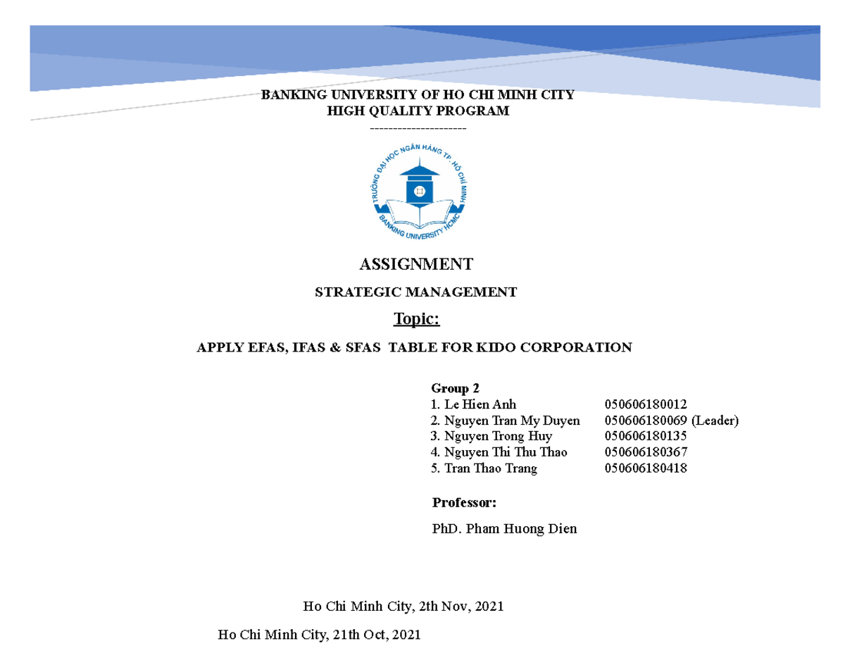 SFAS Table For Kido Group - marketing management - Studocu
