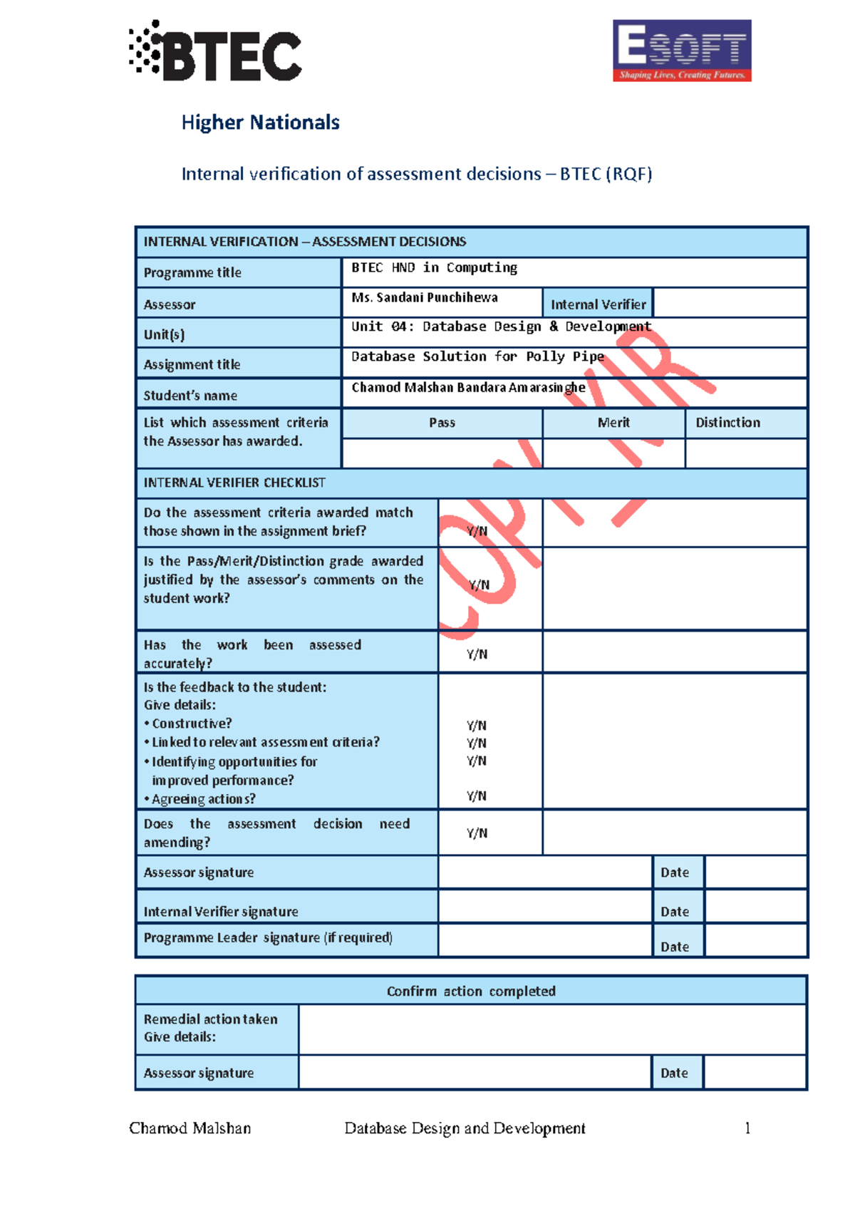 U04 Database Design & Development Assignment - Polly Pipe Analysis - Studocu
