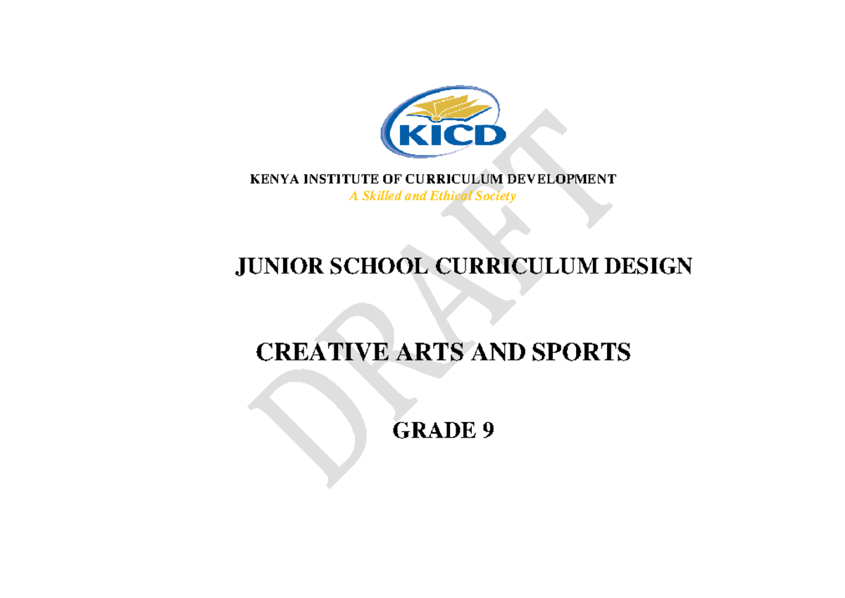 Grade 9 Creative Arts: Comprehensive Curriculum Notes - Studocu