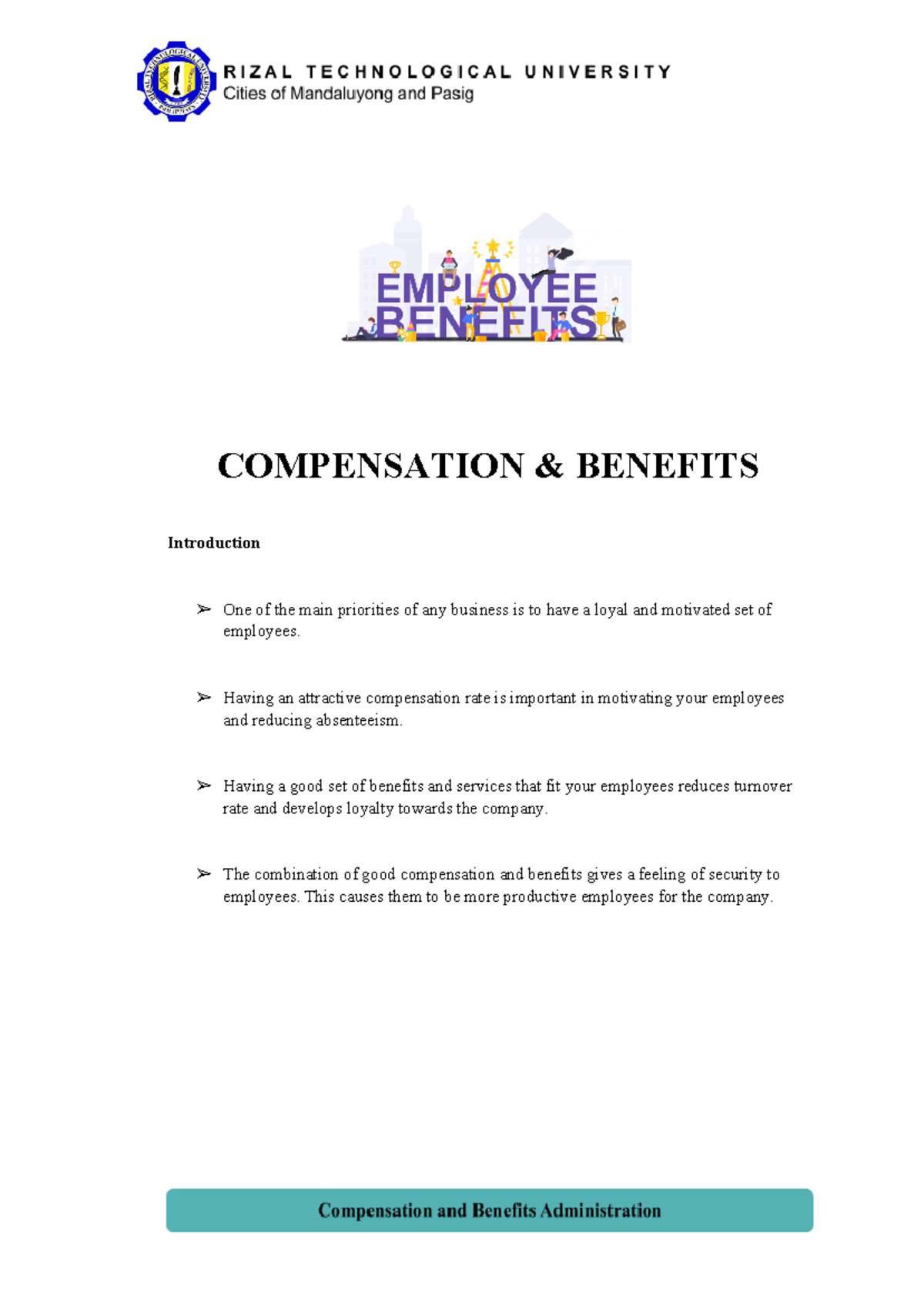Introduction to Compensation and Benefits - COMPENSATION & BENEFITS ...