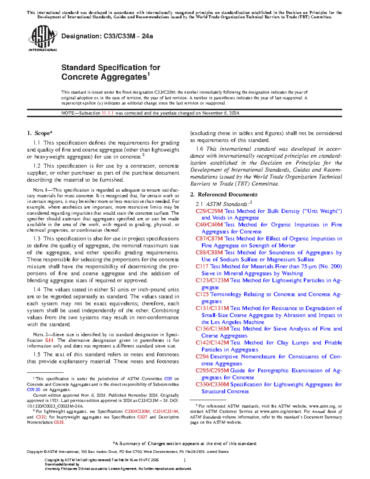 ASTM C33-24 - Standard Specification for Concrete Aggregates - Studocu