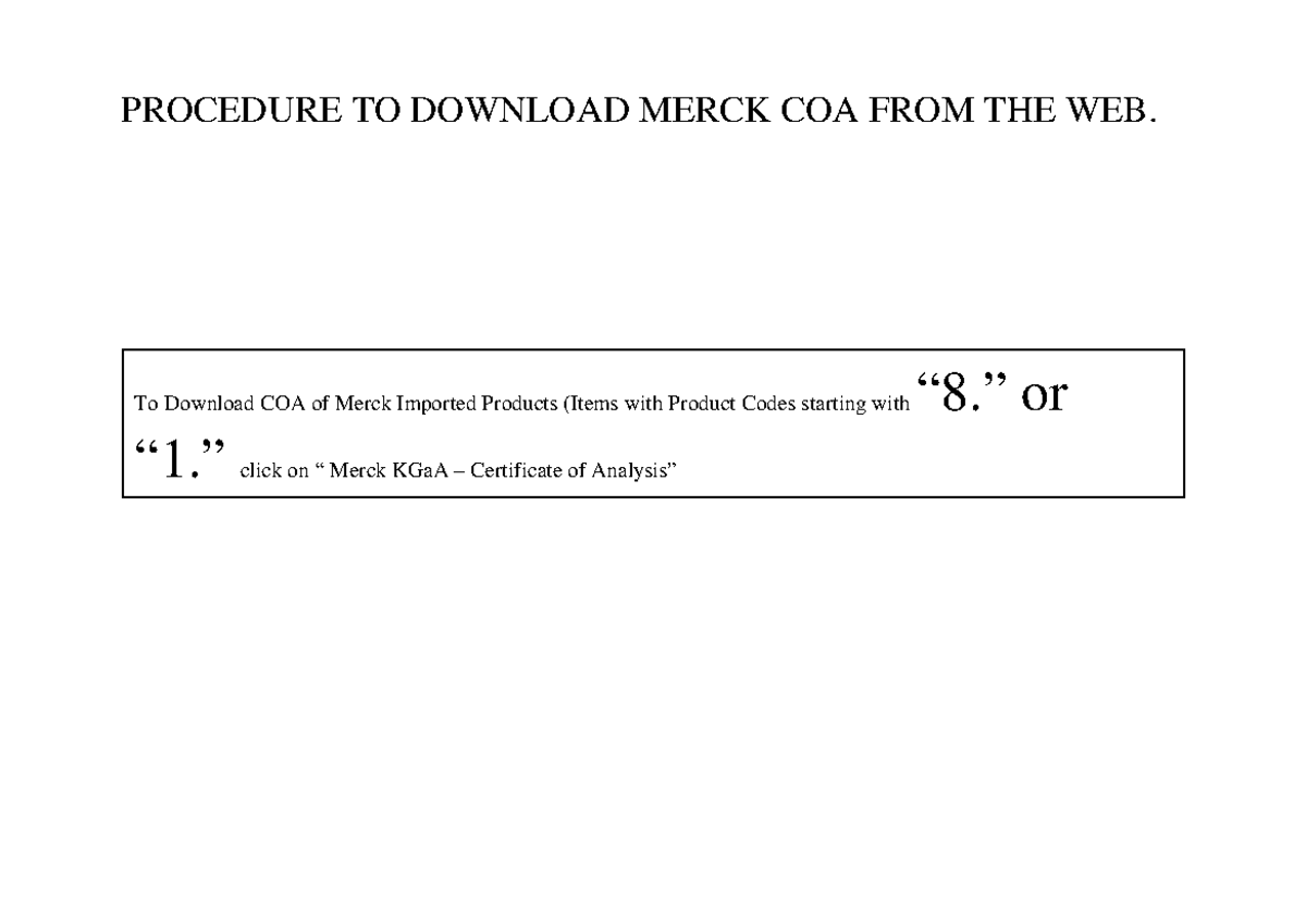 COA MSDS Download Procedure for Merck Products: Step-by-Step Guide ...