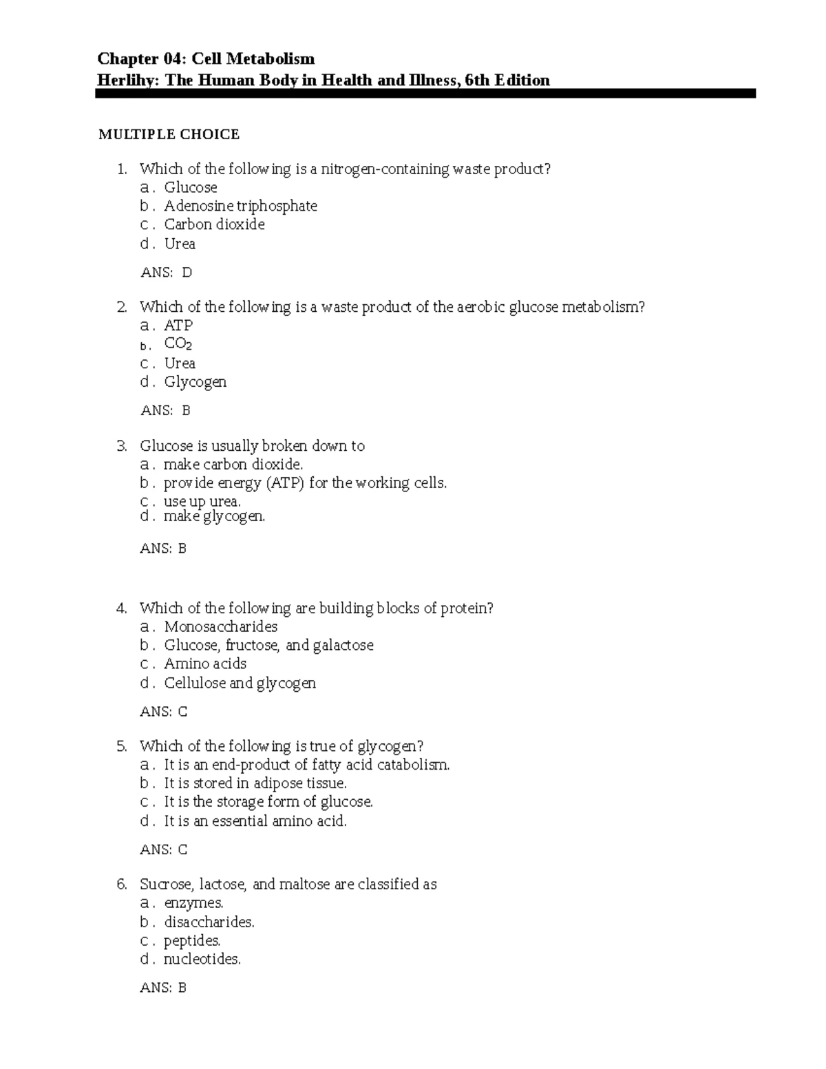 CH 6 BIO - ch 6 - NURSINGTB Chapter 06: Tissues and Membranes Herlihy ...