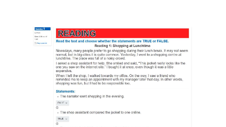 Reading Comprehension Exercises: True/False Statements and Gap Fill ...