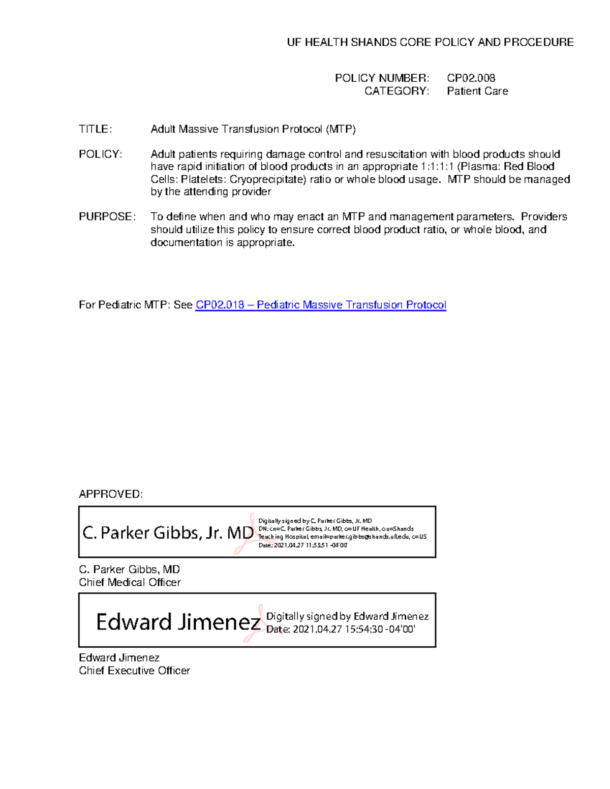 Adult Massive Transfusion Protocol (MTP) - Notes on Patient Care - Studocu